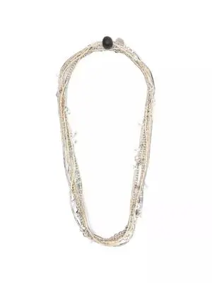 MARIA CALDERARA Multi-strand Crystal-embellished Necklace - Silver