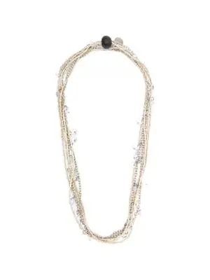 MARIA CALDERARA Multi-strand Crystal-embellished Necklace - Silver