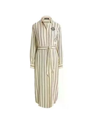 Ralph Lauren Striped Belted Midi Dress