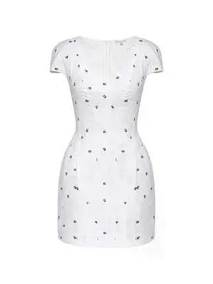 POST MERIDIEM Embroidered Motif Shaped Seam Mini Dress