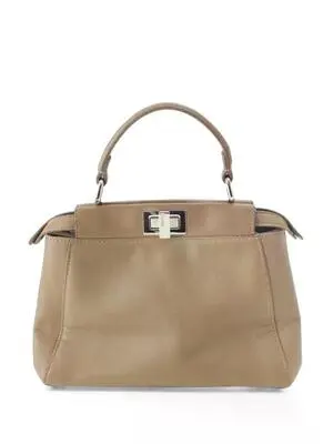 Fendi 2010-2026 Mini Leather Iconic Peekaboo Satchel - Neutrals