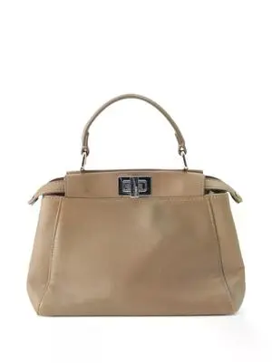 Fendi Iconic Peekaboo Mini Leather Satchel - Neutrals