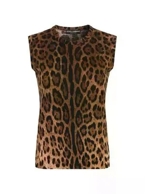 Dolce & Gabbana Leo-print Wool Top