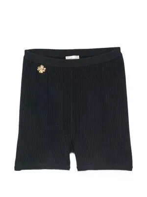 Saint Laurent Ribbed-knit Logo-plaque Shorts
