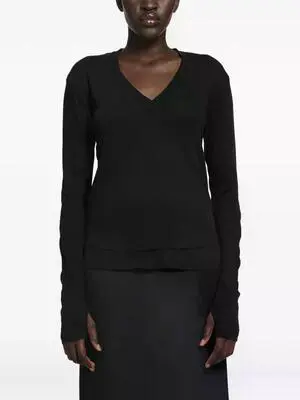 THOM KROM Layered-detail V-neck T-shirt - Black