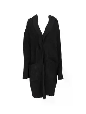 Isaia Ribbed-knit Shawl-lapel Coat - Black
