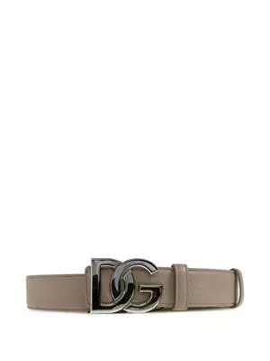 Dolce & Gabbana Dg-logo Leather Belt - Neutrals
