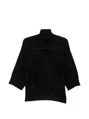 Fabiana Filippi Sequin Embellished High Neck Knit - Black