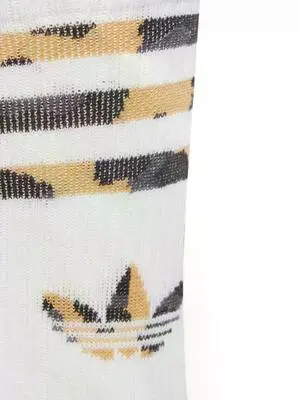 Adidas Leopard-print Logo-motif Socks - White