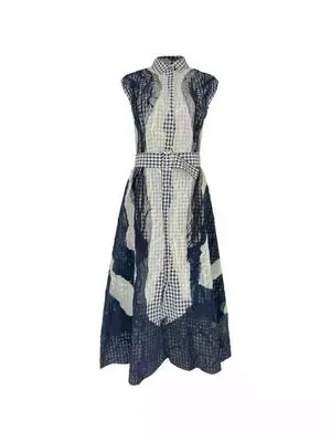 Bottega Veneta Gingham Print Belted Midi Dress