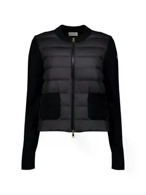 Moncler Wool Padded Zip-up Cardigan - Black