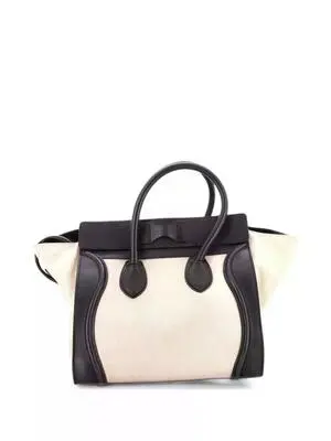 Celine Luggage Bag Canvas And Leather Mini Satchel - Neutrals