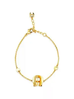 AIGNER Tone Crystal Embellishment Logo Plaque Chain Bracelet - Gold