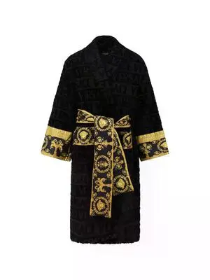 Versace Barocco-print Dressing Gown - Black