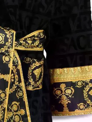 Versace Barocco-print Dressing Gown - Black