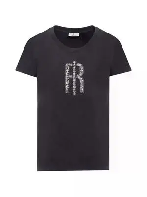 FRACOMINA Rhinestone-embellished Logo T-shirt - Black