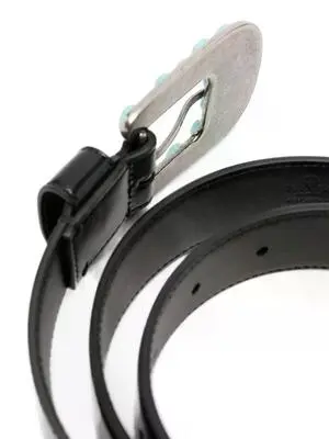 Valentino Garavani Turquoise-embellished Vlogo Belt - Black