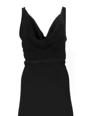 Isaia Belted Cowl-neck Maxi Dress - Black