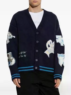 Off-White Patch-detail Knitted Cardigan - Blue