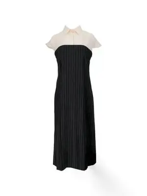 Isaia Pinstripe-pattern Panelled Midi Dress