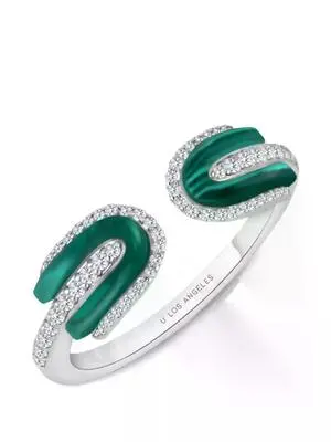 U LOS ANGELES Duo Malachite And Diamond Ring - Silver