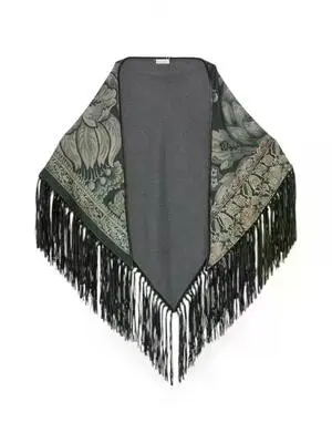 PIERRE-LOUIS MASCIA Pancake Fringed Floral-print Shawl - Grey