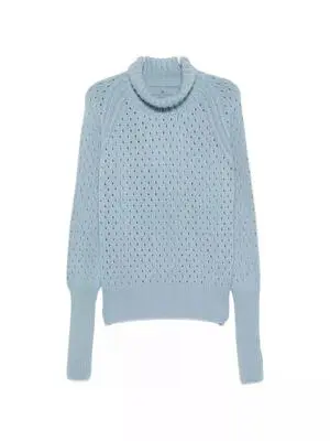 Ermanno Scervino Perforated-knit Roll-neck Sweater - Blue