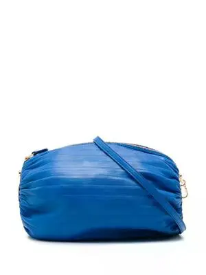Loewe 2022 Pleated Nappa Bracelet Pouch Shoulder Bag - Blue