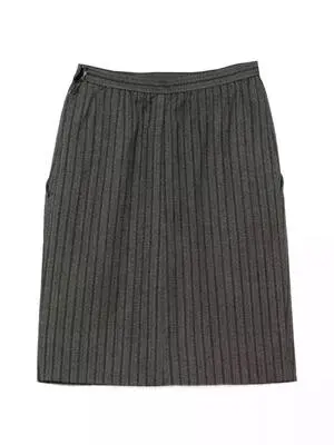 Saint Laurent 1980s Pinstripe Pleated Mini Skirt - Grey