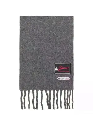 LANVIN Logo-patch Fringed Scarf - Grey