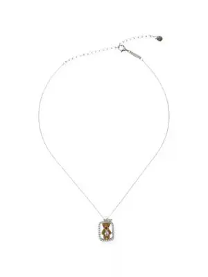 YVMIN Crystal-embellished Teddy-bear Necklace - Silver