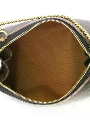 Celine Zip Around Chain Clutch Triomphe Coated Canvas Crossbody Bag