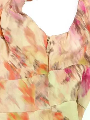 Versace Abstract Print Ruffled Dress - Neutrals