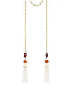 Goshwara Rubellite And Mandarin Garnet Lariat Necklace In 18k Yellow - Gold