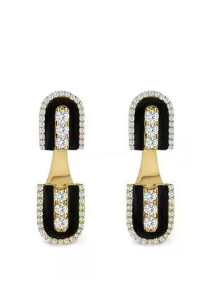 U LOS ANGELES Diamond And Onyx Post-back Earrings
