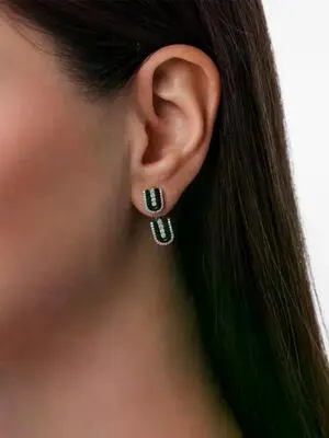 U LOS ANGELES Diamond And Onyx Post-back Earrings