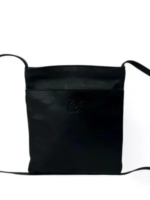 Loewe 2000-2010 Leather Anagram Crossbody Bag - Black