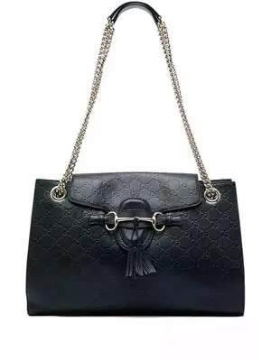 Gucci 2016-2026 Large Guccissima Emily Shoulder Bag - Black