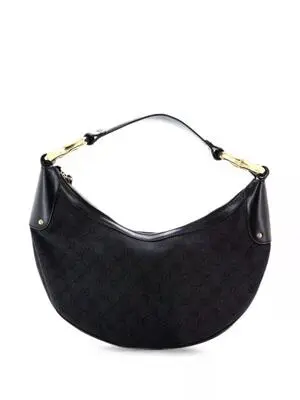 Gucci Bamboo Ring Half Moon Web Gg Canvas Hobo Bag