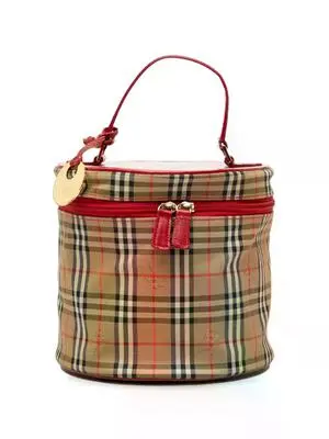 Burberry 20th Century Haymarket Check Canvas Vanity Bag - Red