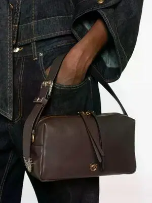Pinko Love Birds Leather Shoulder Bag