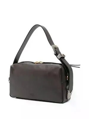 Pinko Love Birds Leather Shoulder Bag - Brown