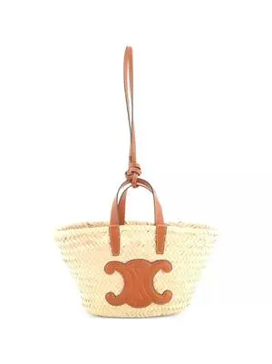 CELINE Celine Triomphe Basket Raffia With Leather Shoulder Bag