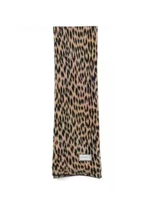 LANEUS Leopard-print Knitted Scarf - Neutrals