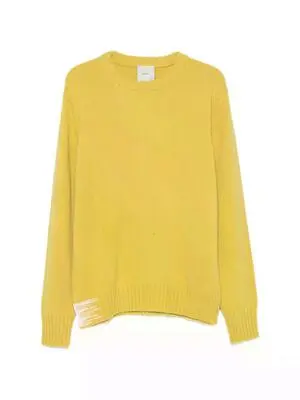 THE AMHANTE Logo-patch Crew Neck Sweater - Yellow