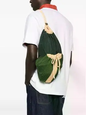 MULTITUDES BAGS Cini Plissé-effect Drawstring Backpack - Green