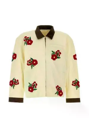 FOUND Floral-embroidered Twill Jacket - Neutrals