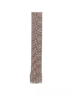 Missoni Zigzag-knit Fringed Scarf - Grey