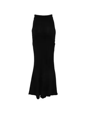 YEHUAFAN Drawstring Knitted Maxi Skirt