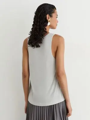 REISS Silk-front Cami Top - Grey